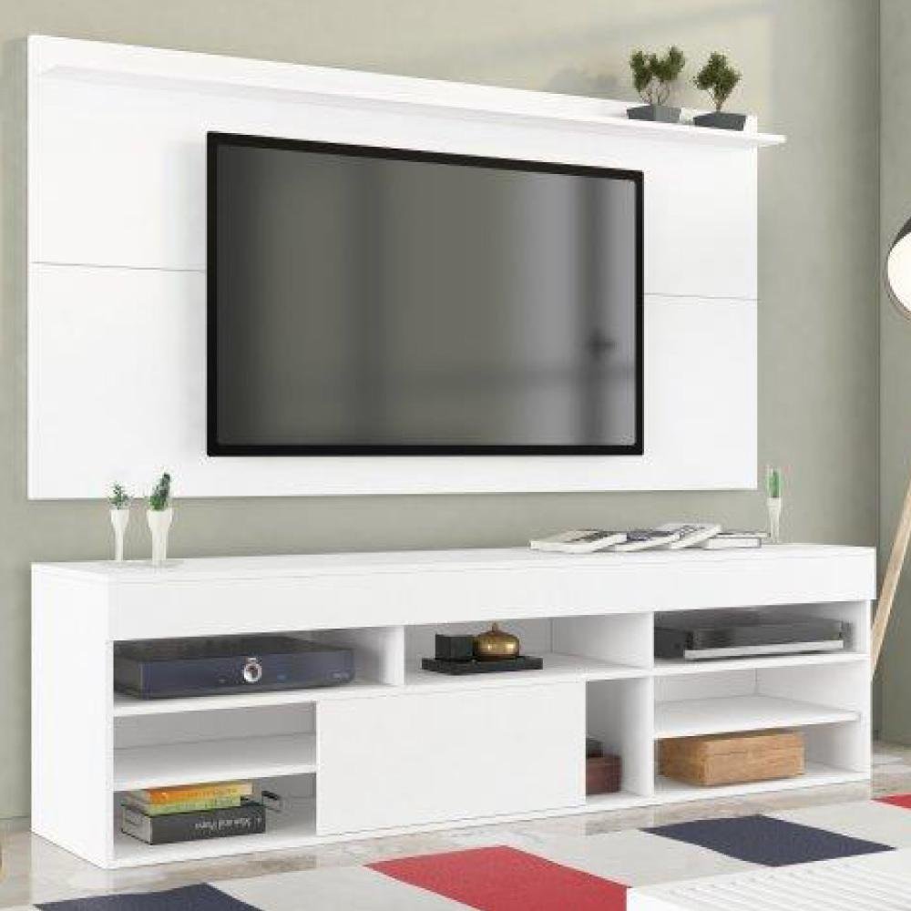 Rack com Painel para TV 55 Polegadas Fênix Branco 180cm | MadeiraMadeira