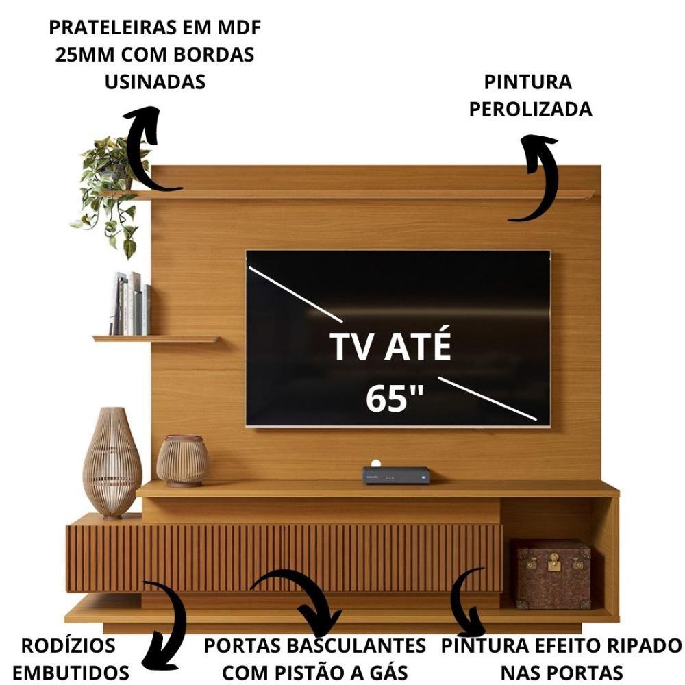 Estante Home Theater Istambul Para Tv Até 65 Polegadas Freijo Ripado ...