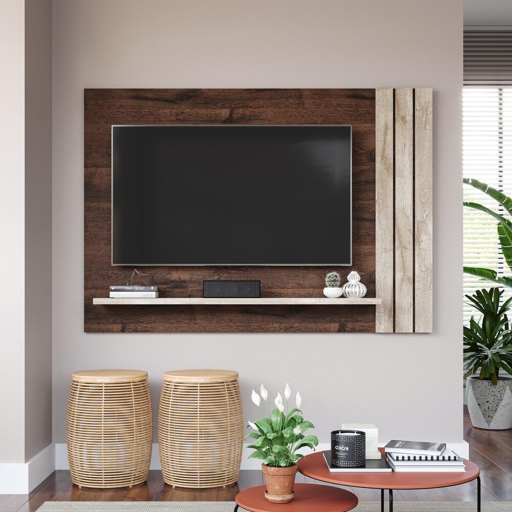 Painel Home para Tv Até 50 Polegadas 154cm Marrom Rústico Café Cristal ...