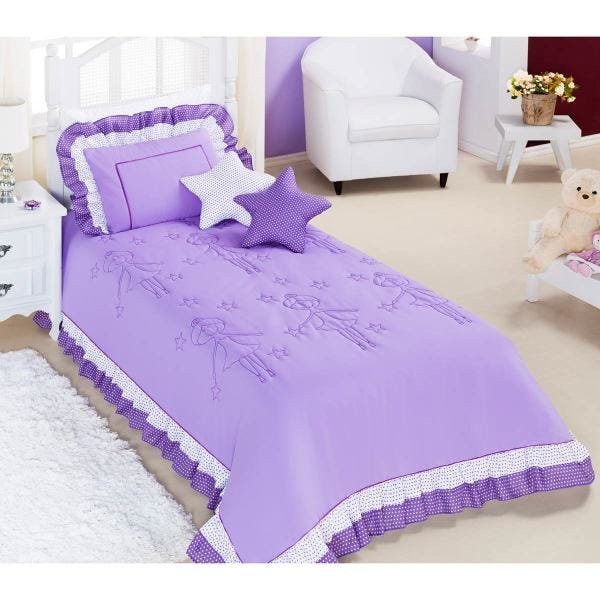 Colcha Solteiro Bailarina Kit 4 Peças com 2 Estrelas - Lilás ...