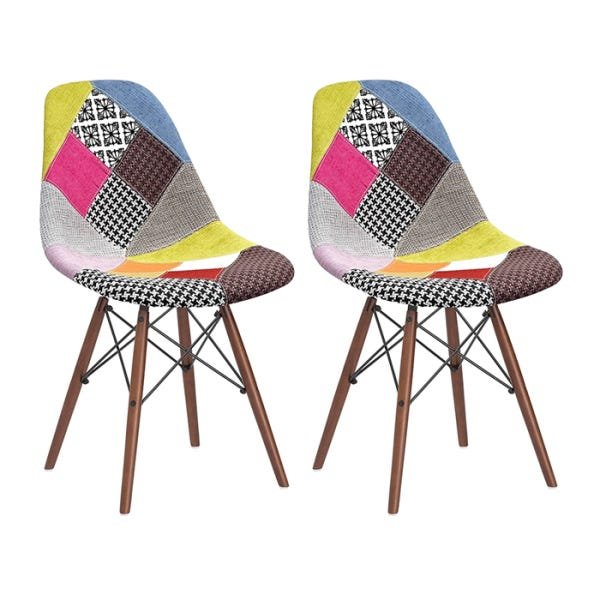 Kit 2 Cadeiras Charles Eames Eiffel Dsw - Patchwork - Madeira Escura | MadeiraMadeira