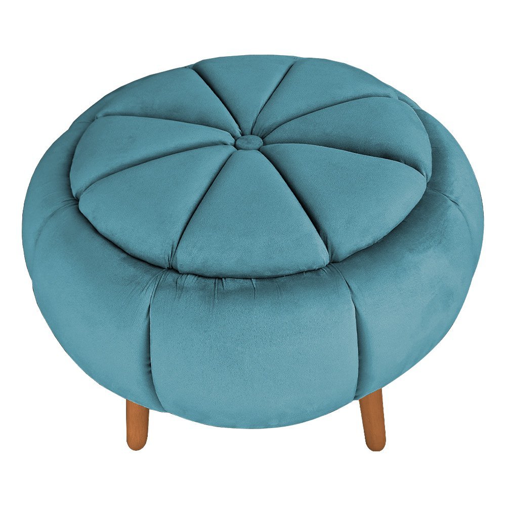 Puff da Vinci 65 Cm Palito Suede Slk Decor Turqueza Amara | MadeiraMadeira