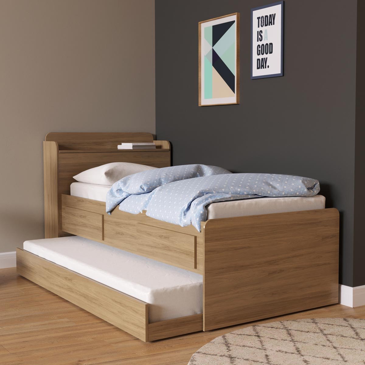 Bicama Solteiro Onix Hanover com Baú e Gavetas - Robel Móveis 02693 | MadeiraMadeira