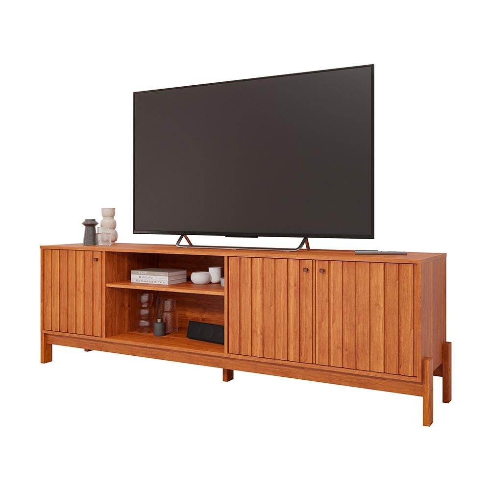 Rack Bancada Ripado 3 Portas Tv até 70 Polegadas 100% Mdf Cinamomo ...
