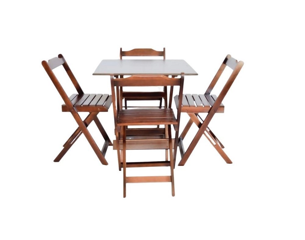 Kit 2 Conjuntos Mesas Dobráveis 70x70 com 4 Cadeiras | MadeiraMadeira