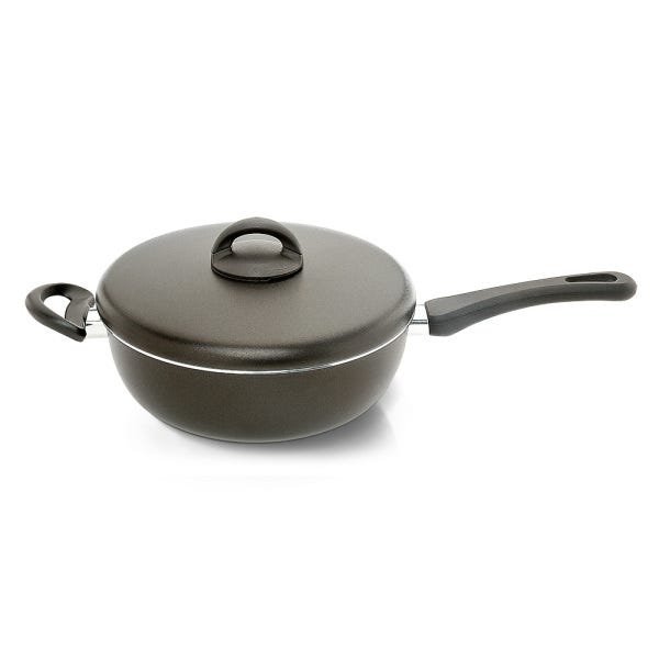 Frigideira alta de alumínio com antiaderente com tampa 24cm Criativa ...