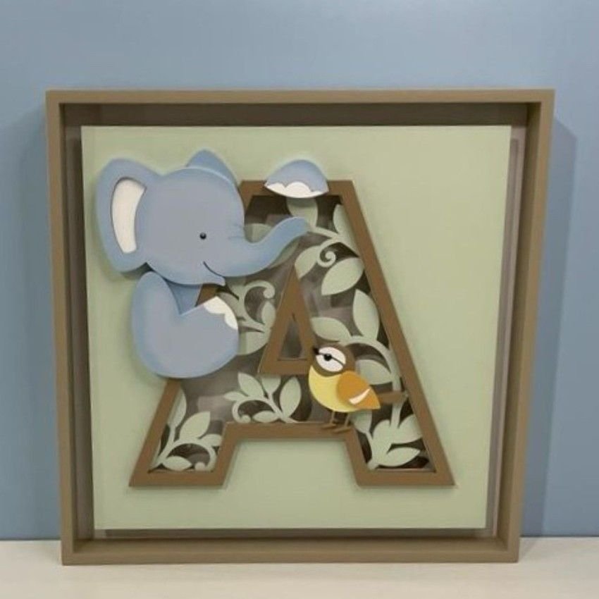 Quadro Caixa Charme Safari Letra Elefante - QDSF-05A BH BABY KIDS ...