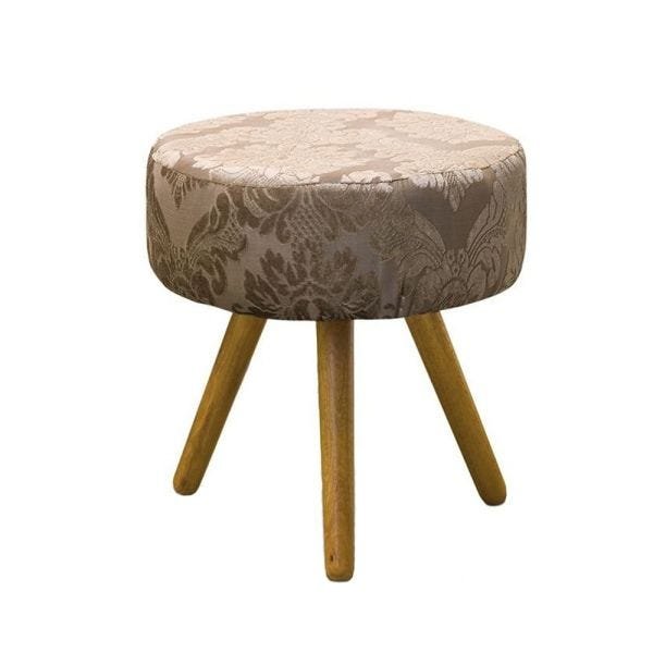 Puff Banqueta Redonda Florenza Suede Estampado Papel Bege - S.E. de ...