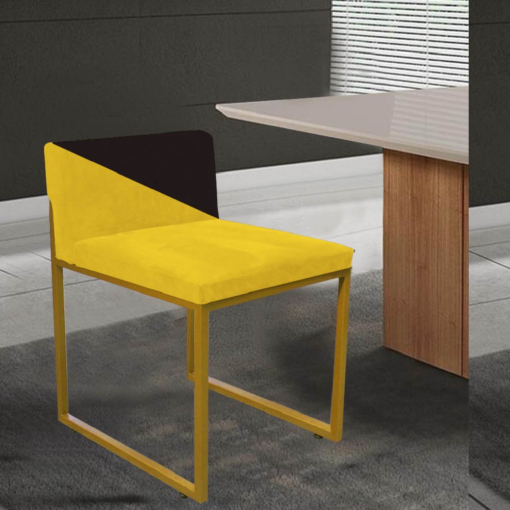 Kit 09 Cadeira Office Lee Duo Sala de Jantar Industrial Ferro Dourado ...