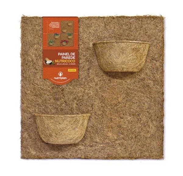 Painel de Parede Fibra de Coco 60 x 60 cm - com 2 Vasos | MadeiraMadeira