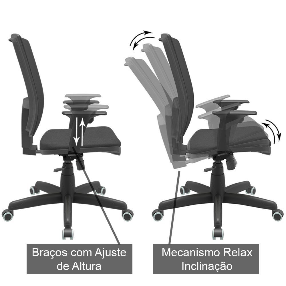 Cadeira Presidente Brizza Tela Ergonômica Reclinável Para Escritório ...