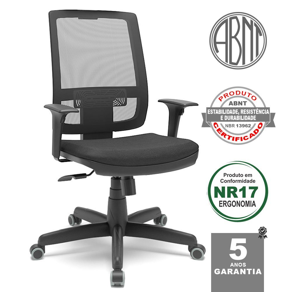 Cadeira Presidente Brizza Tela Ergonômica Reclinável Para Escritório ...