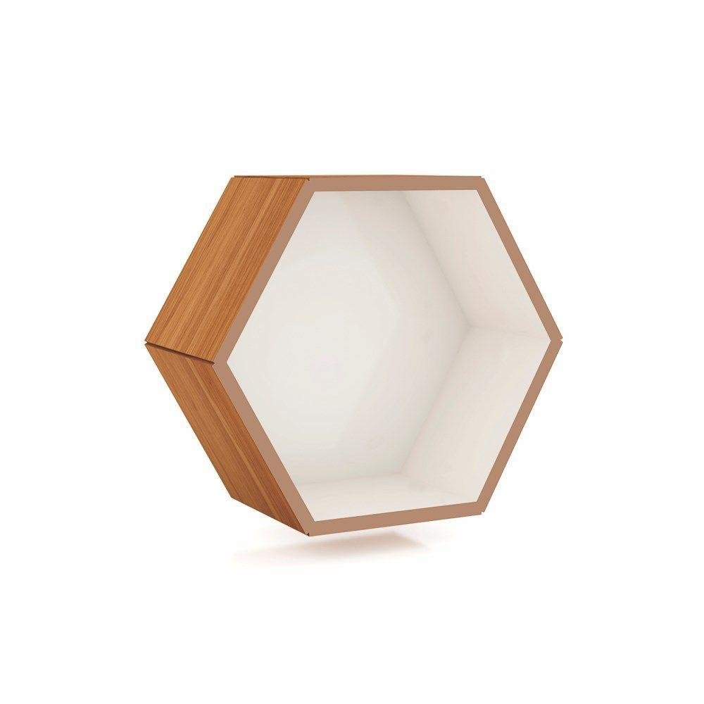 Nicho Decorativo Hexagonal 52Cm 100% Mdf Tb154 Freijó/Off White | MadeiraMadeira
