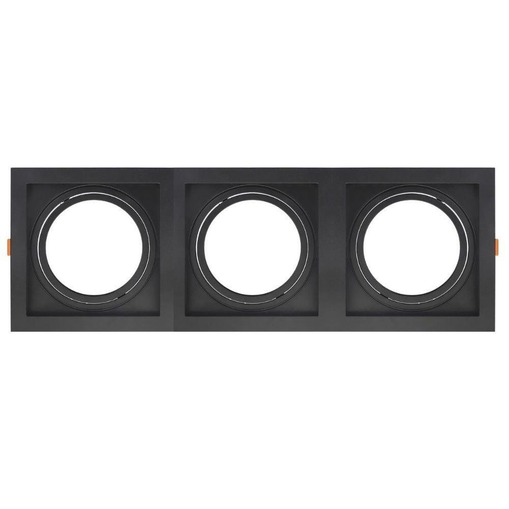 Spot de Embutir Quadrado Recuado Triplo Ar111 Direcionável Preto | MadeiraMadeira