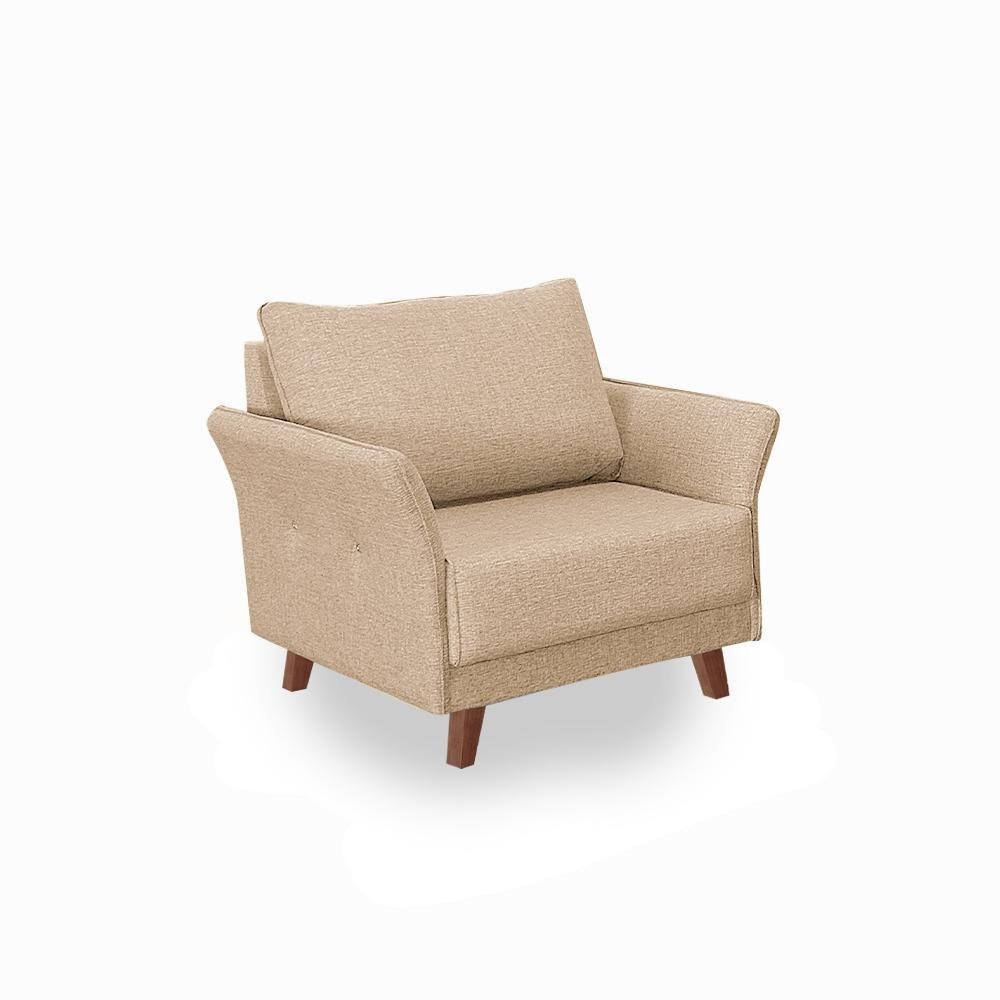 Poltrona Jade Linho Redenobre Cor:Bege; | MadeiraMadeira