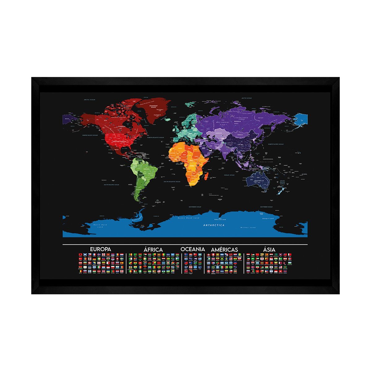 Quadro Raspadinha Mapa Mundi 93X63 - Com Moldura | MadeiraMadeira