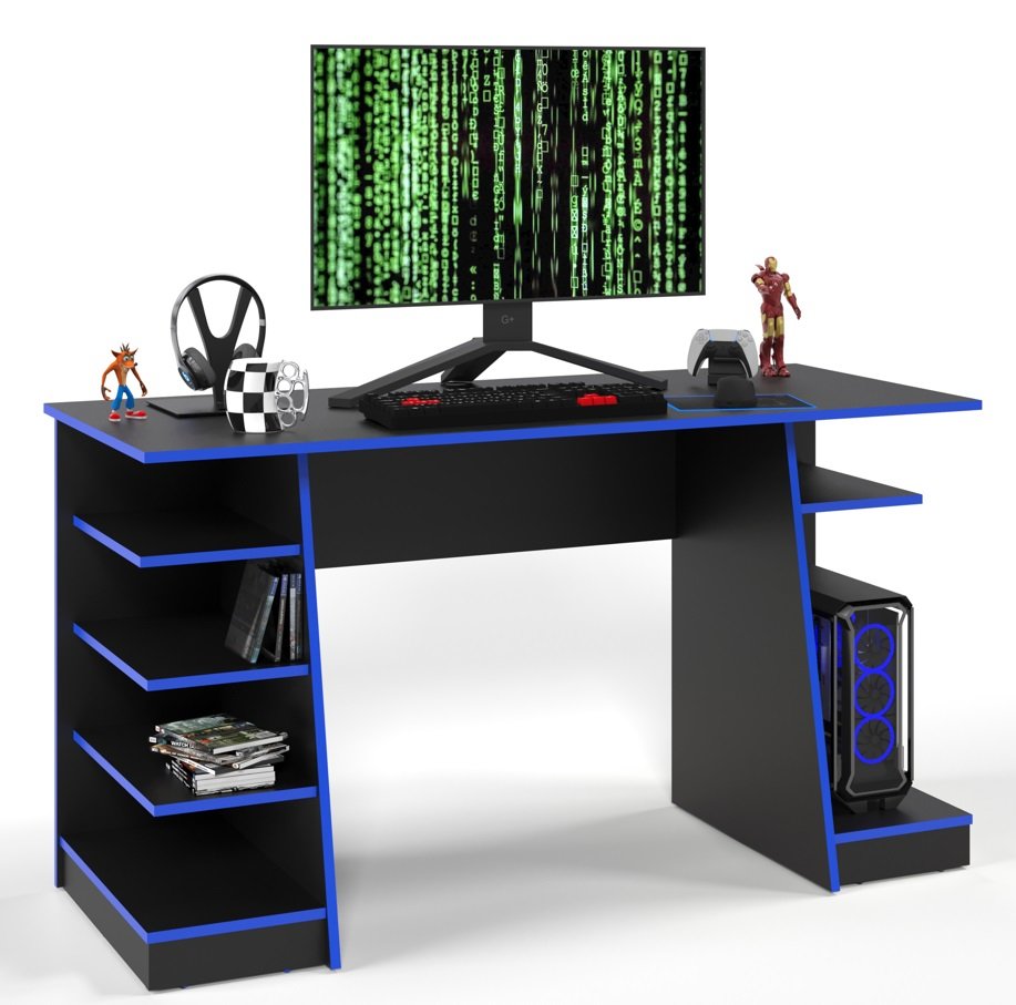 Mesa Gamer Star - Preto/Azul Humagui | MadeiraMadeira