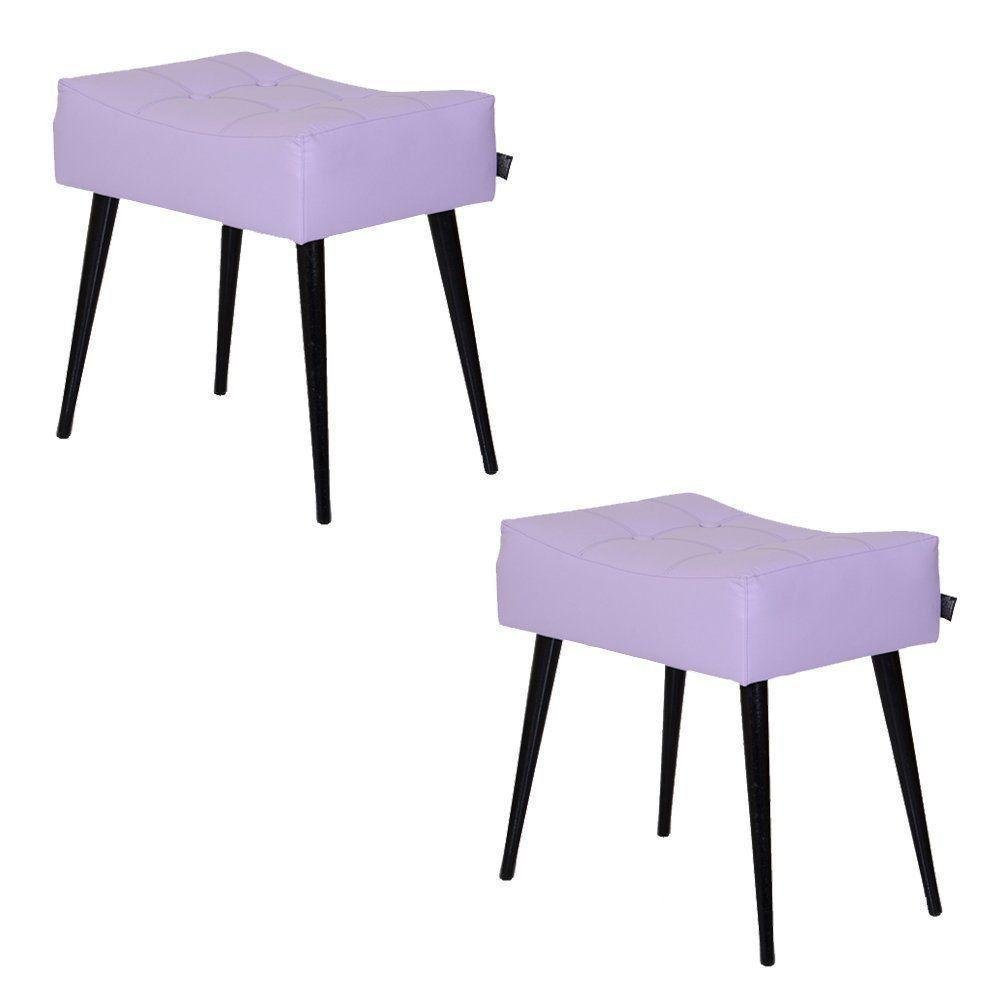2 Puffs Banquetas Nobre Lilás Preto Stay Puff | MadeiraMadeira