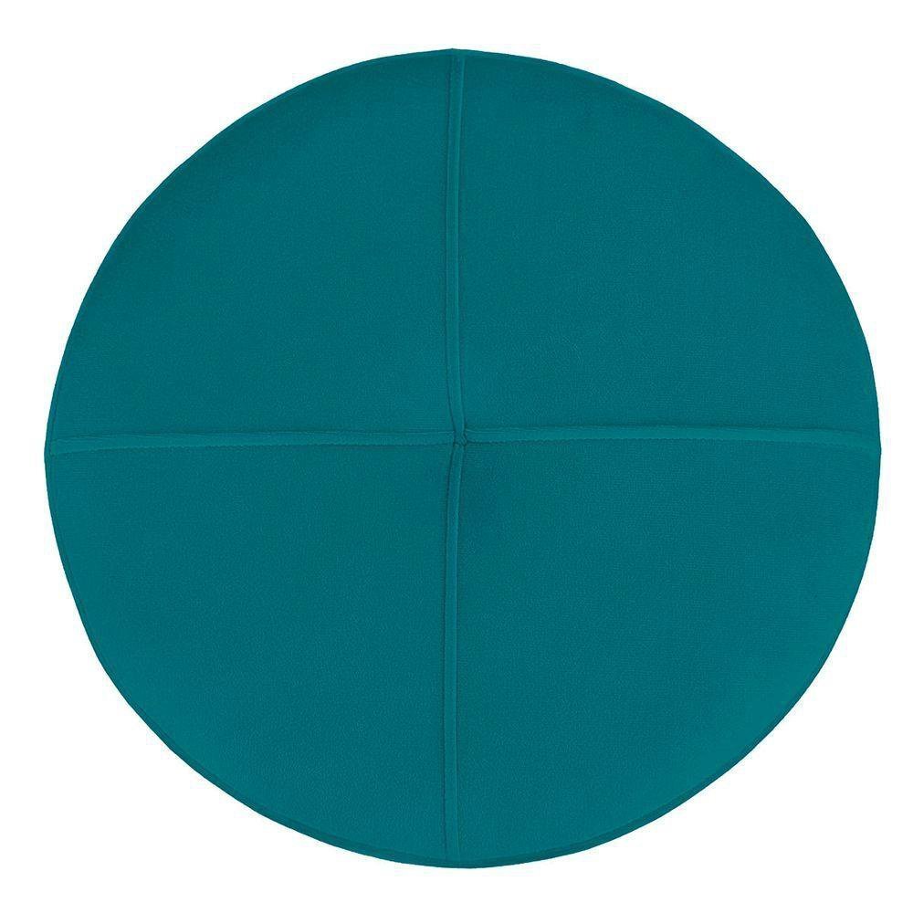 Puff Redondo Com Botão Suede Cor Azul Turquesa | MadeiraMadeira