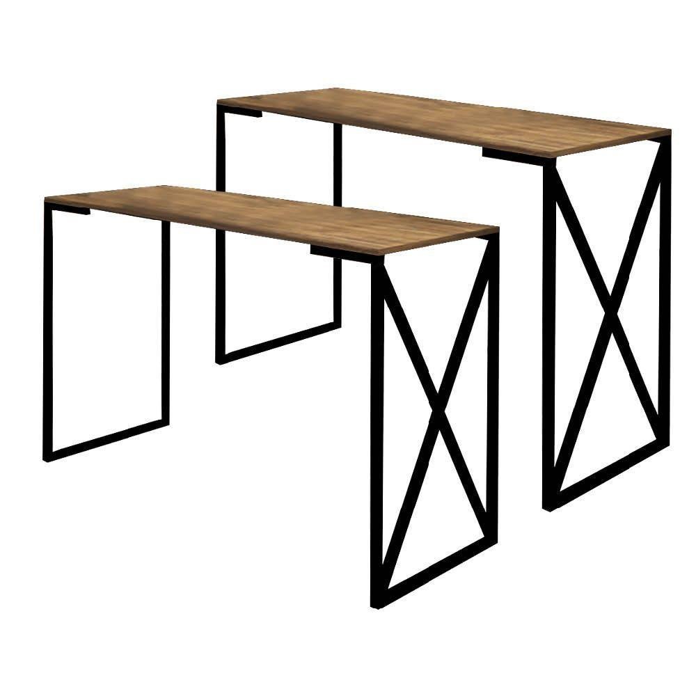 Kit 2 Escrivaninha Preto Tampo Mdf Nogal | MadeiraMadeira