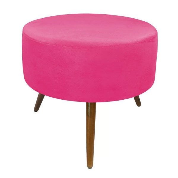 Puff Decorativo Sofia Redondo Suede Rosa Barbie | MadeiraMadeira