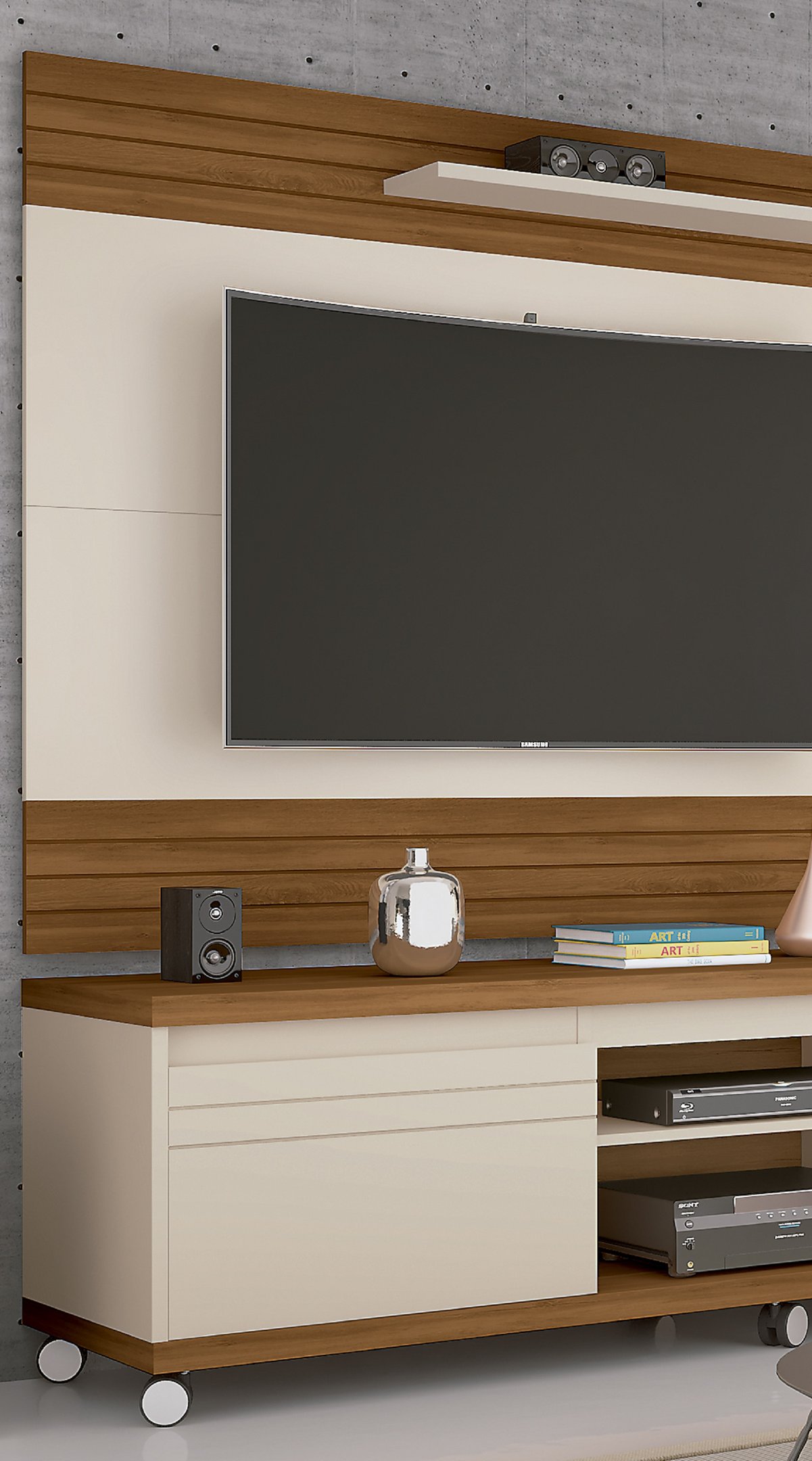 Rack com Painel para TV até 72'' Mirage Off White/Freijó Giga Móveis ...