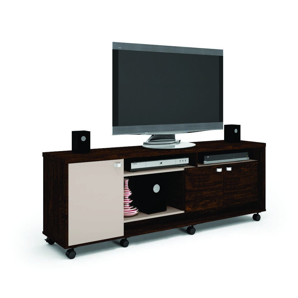 Rack Dallas para TV até 55 Polegadas Noce/Off White Mobycasa ...