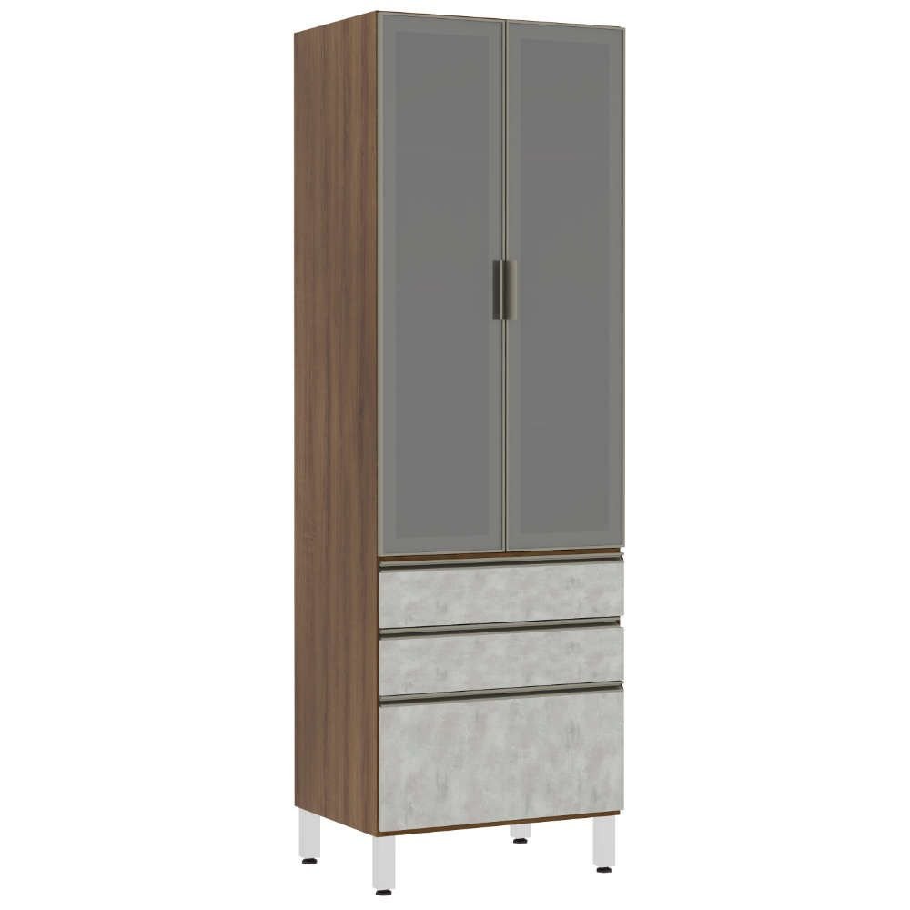 Paneleiro Torre 70cm 2 Portas Alumínio Inox Reflecta Prata 2 Gavetas 1 ...