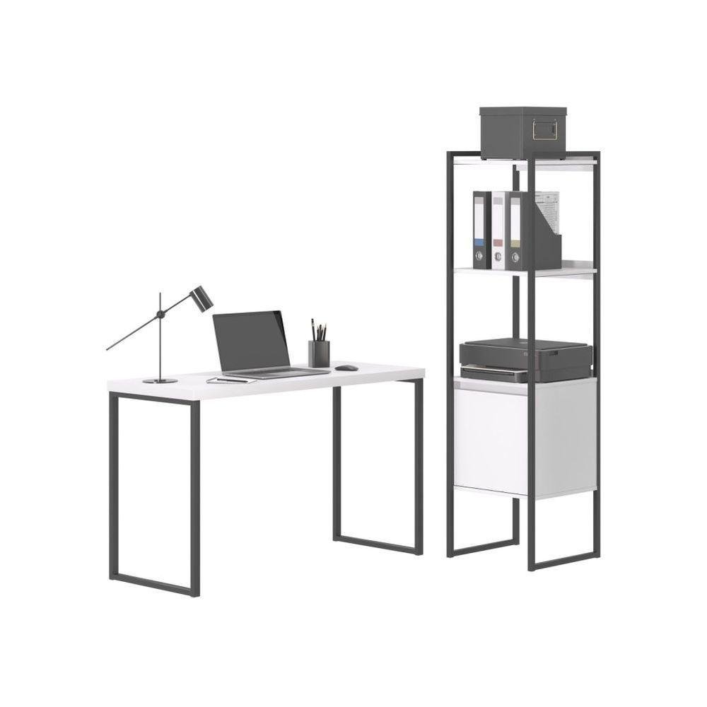 Conjunto Mesa de Computador e Armario Jessica Branco | MadeiraMadeira