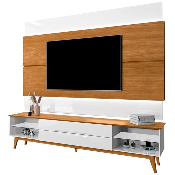 Rack Painel Para TV 65 Pol 180X819 Branco Nature Tebar | MadeiraMadeira