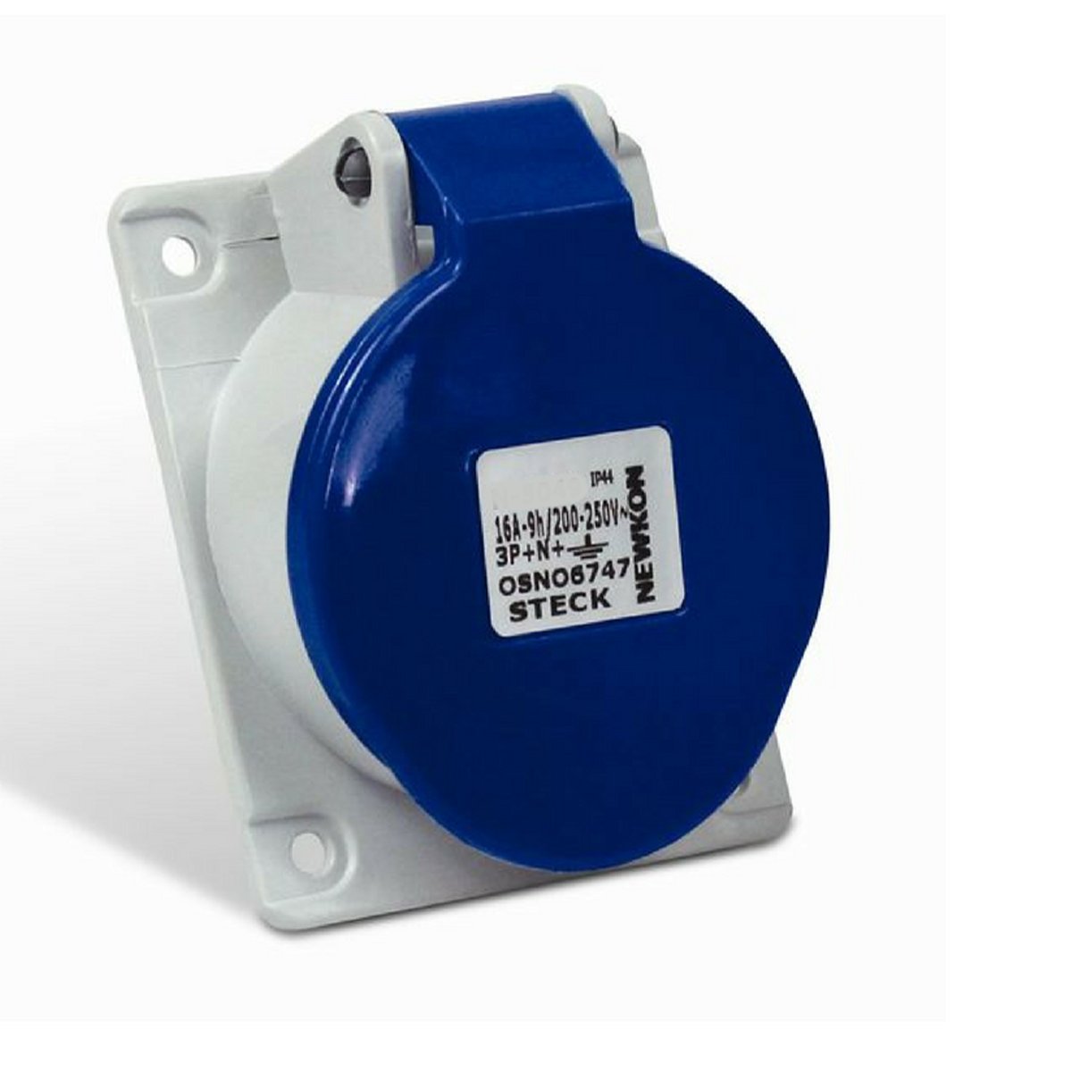 Tomada Embutir Newkon 16A 220/240V 3P+T 9H Azul Steck | MadeiraMadeira