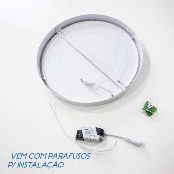 Painel Plafon Led 25w Luminária Sobrepor Redondo Branco frio St546 ...