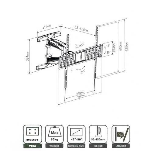 Suporte Articulado Robusto ´Ultrafino´ Parede´ TV - LED/Plasma/LCD - 47 ...