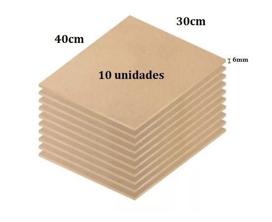 10 placas de MDF de 40x30cm e espessura de 6mm-Para Móveis | MadeiraMadeira