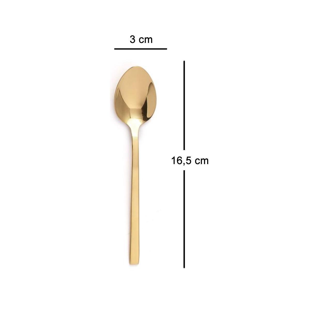 Jogo 6un Colher Chá Sobremesa Inox Dourado Luxe Gold Mesa | MadeiraMadeira