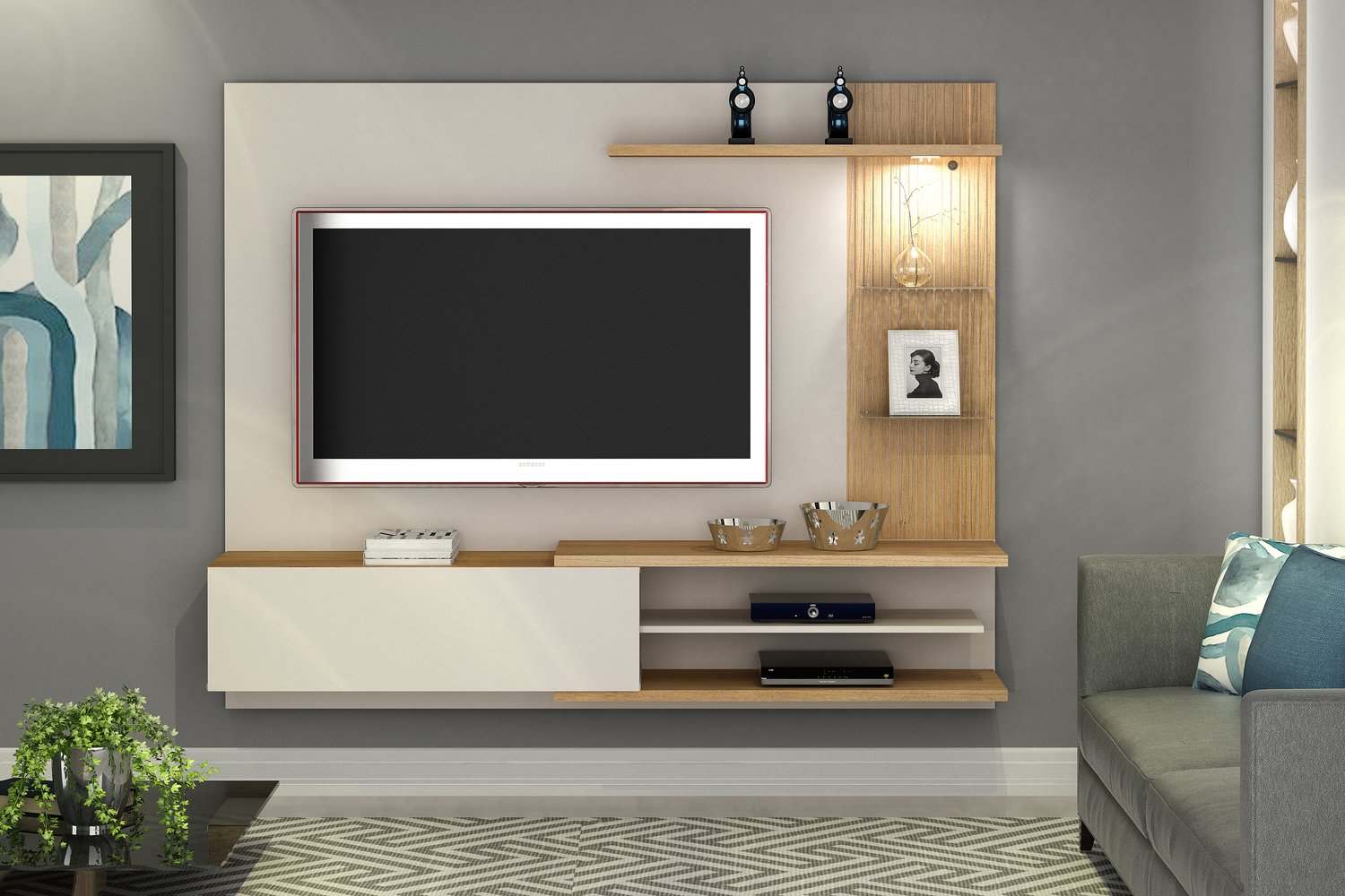 Home Suspenso para TVs ate 60 Polegadas Florida Valdemoveis Off White ...