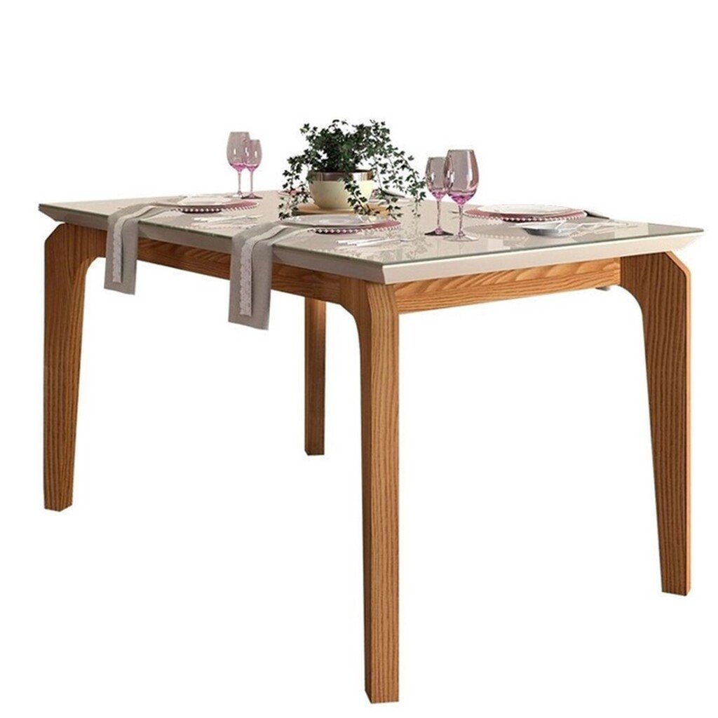 Mesa de Jantar 6 Lugares Retangular 140 cm Rouge Dj Móveis - Freijo/Off ...