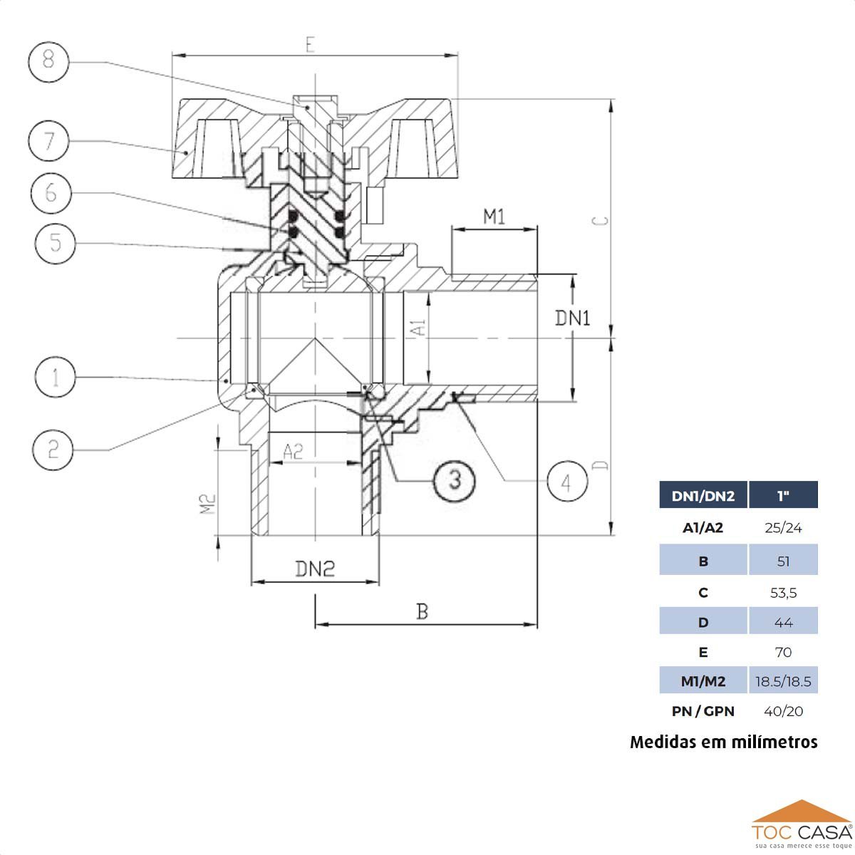 Registro Para Gás Esfera Ângular 90º 1'' M X M Ivm Italy | MadeiraMadeira