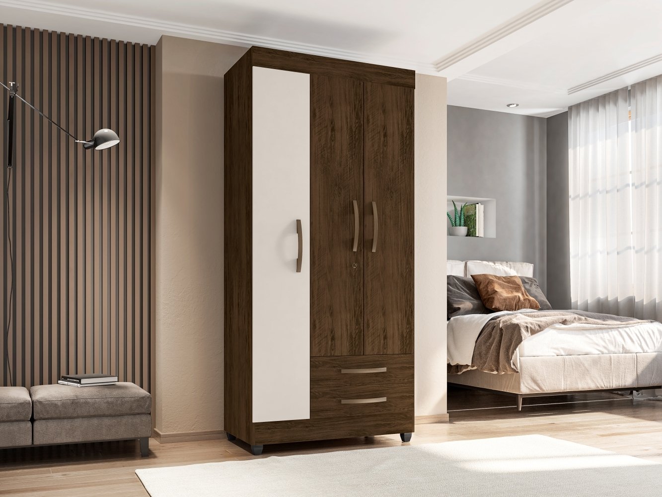 Roupeiro Nice Off/Cacau 3 Portas | MadeiraMadeira