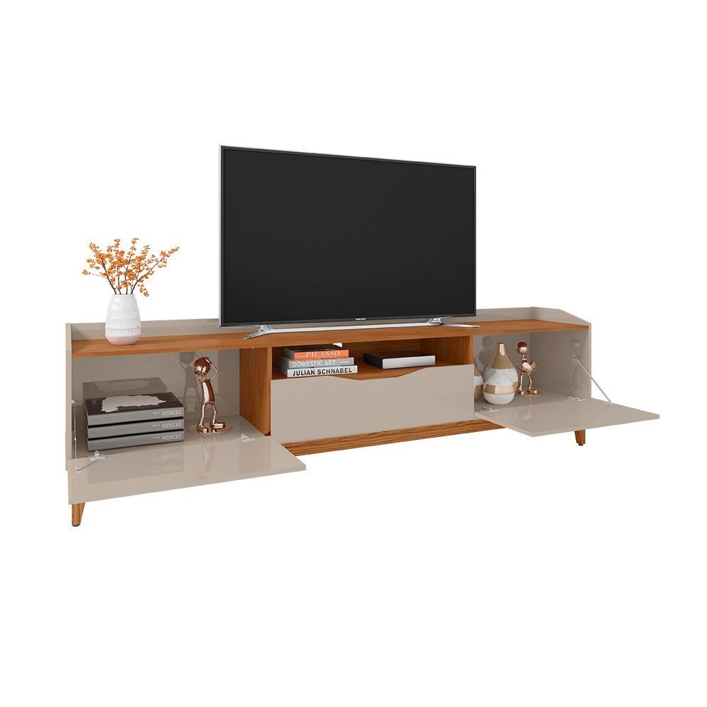 Conjunto Rack e Painel 60 Polegadas London Cedro Off White | MadeiraMadeira