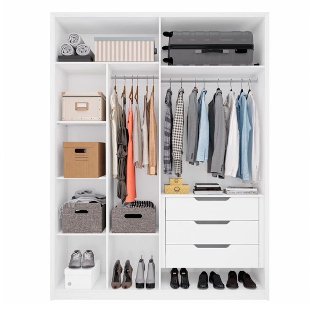 Guarda Roupa Itaparica com 4 Portas e 3 Gavetas Móveis Rimo Branco ...