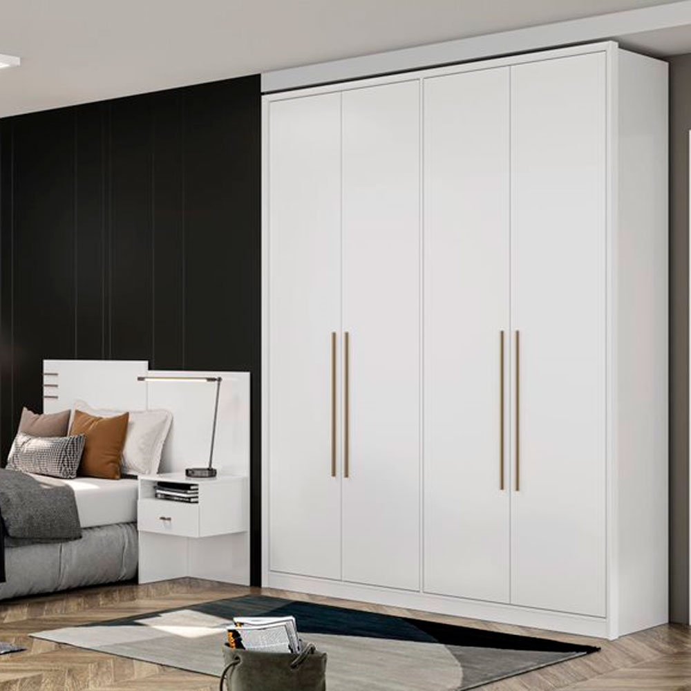 Guarda Roupa Itaparica com 4 Portas e 3 Gavetas Móveis Rimo Branco ...