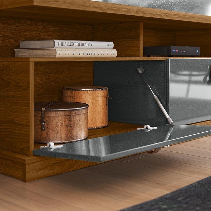 Estante Home Para TV 70 Polegadas 207cm Bilbao Lukaliam Freijo/Cinza Perolizado | MadeiraMadeira