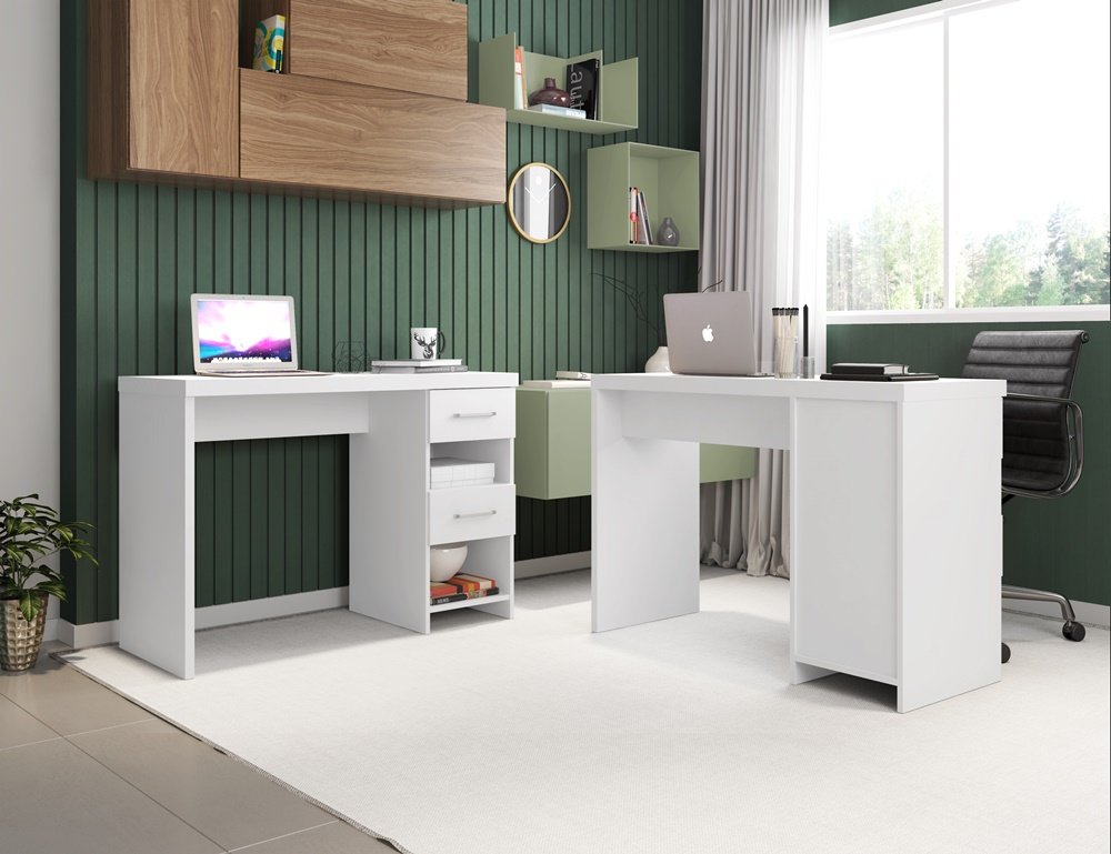 Escrivaninha 2 Gavetas Duna New- Branco Acetinado Germai Móveis ...