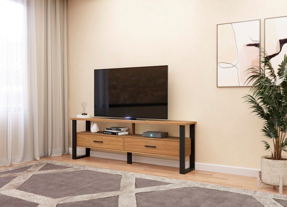 Rack para TV Até 65" Estilo Industrial 1,80m com 2 Gavetas 100% Mdf F42 ...