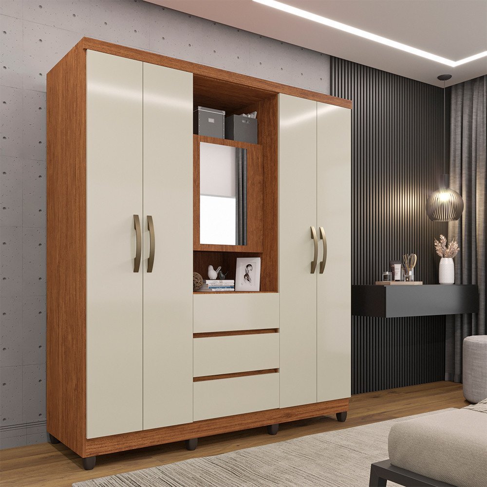 Guarda Roupa Capelinha 4 Portas e 3 Gavetas Imop | MadeiraMadeira