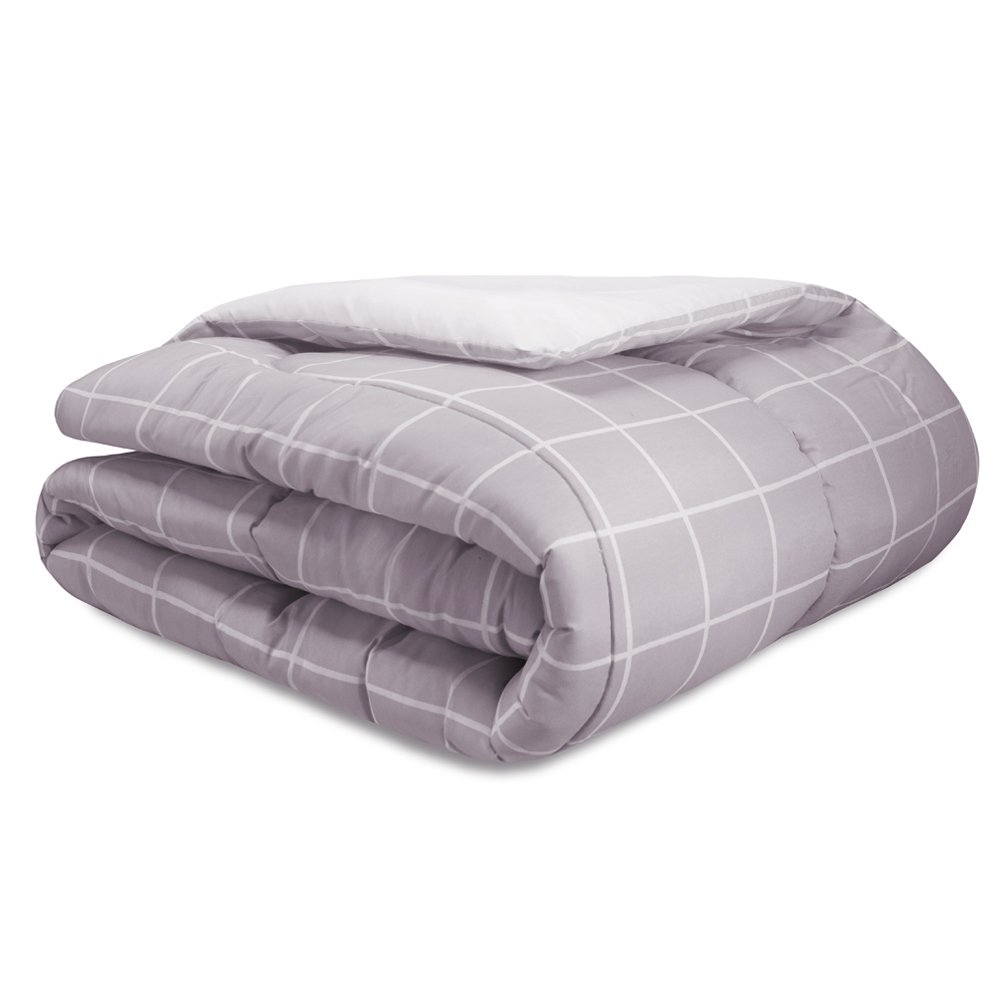 Edredom Classic Casal Queen Grid Cinza | MadeiraMadeira