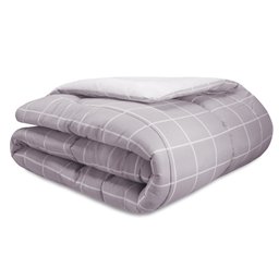 Edredom Classic Casal Queen Grid Cinza | MadeiraMadeira