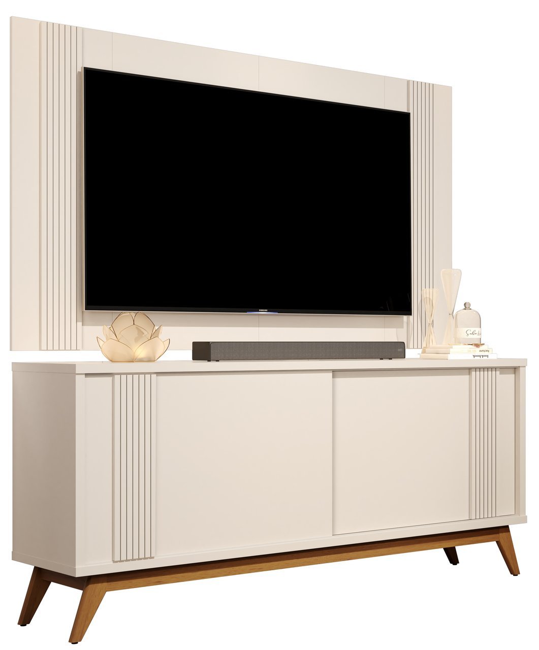 Rack com Painel Tv 60 Polegadas com Ripas de Madeira JB 5499 5225 JB ...