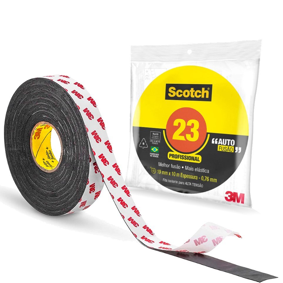 Fita Isolante para Alta Tensão 3M Scotch 23 Auto Fusão Profissional 19mm x 10m x 0,76mm ...
